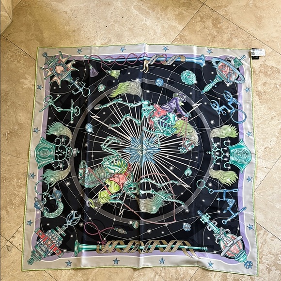 Hermes | Accessories | Herms Colorful Celestial Silk Scarf | Poshmark